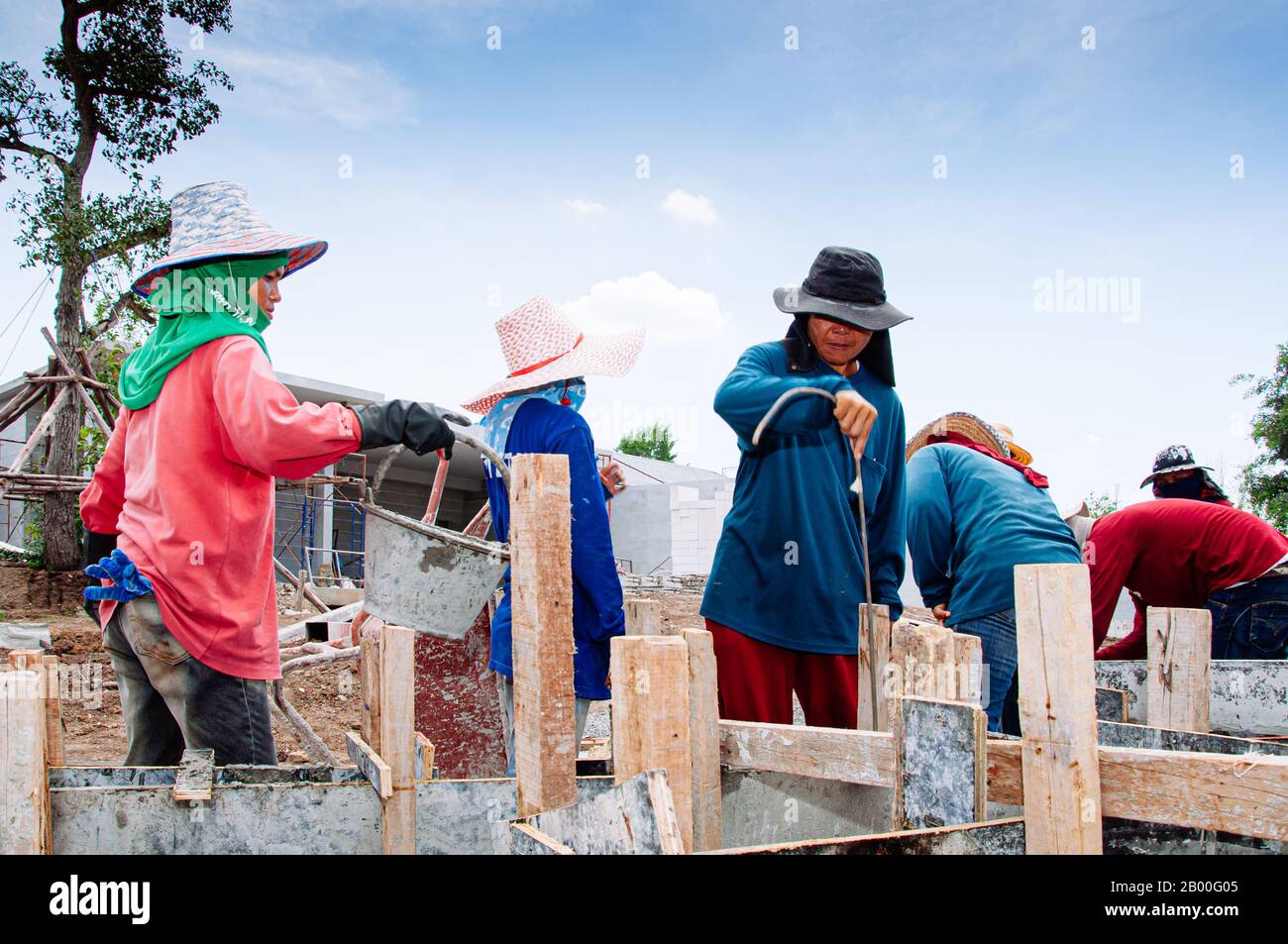 MAY 8, 2010 Bangkok, Thailand - Local female Asian construction labours ...