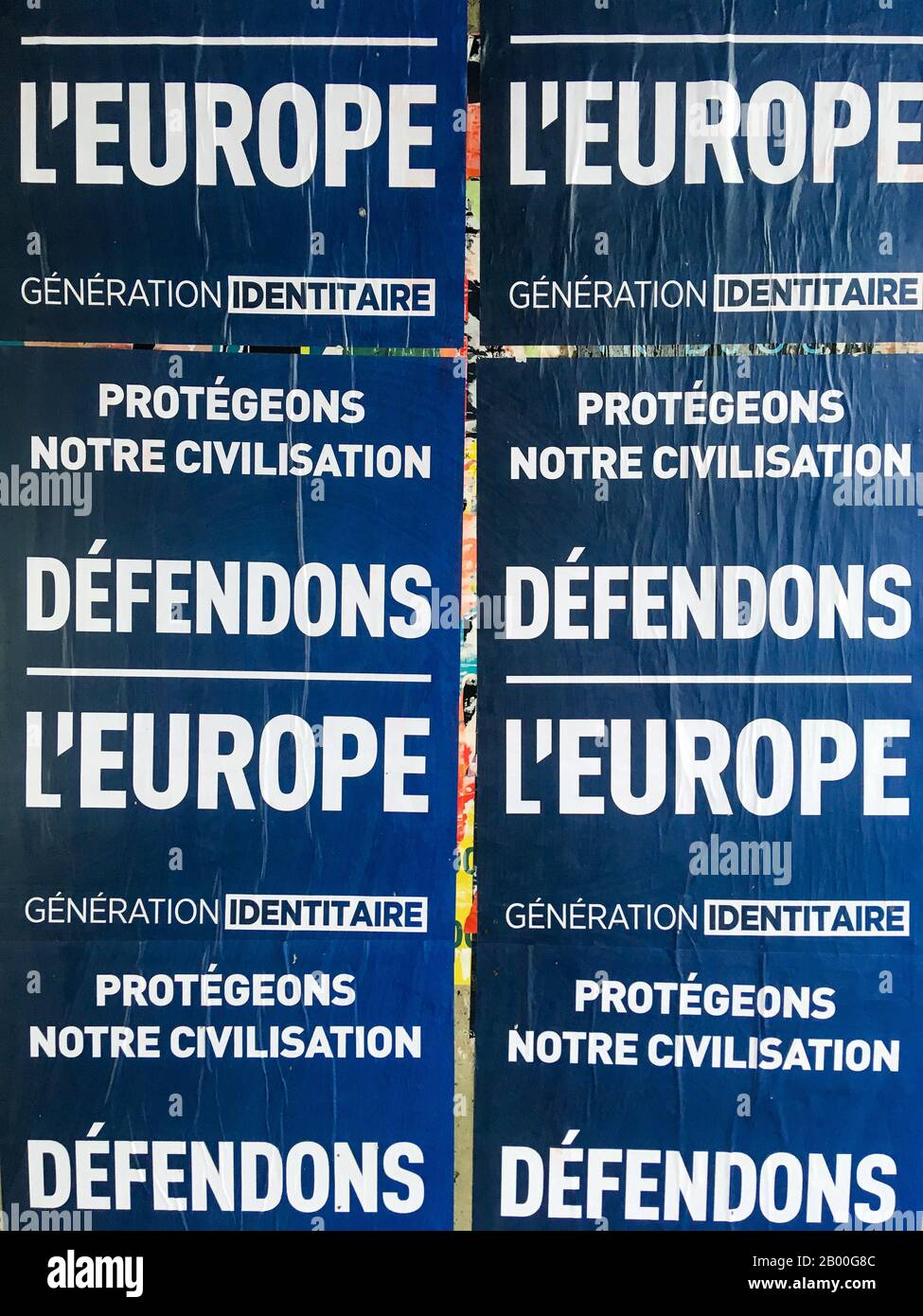 Far-right political posters, Identity Generation, Lyon, France Stock ...