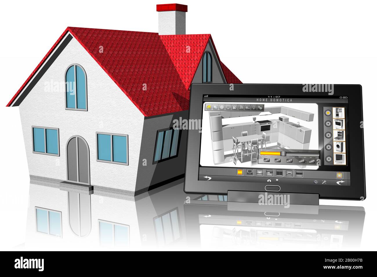 3D illustration. Home appliance application interface, home appliances ...