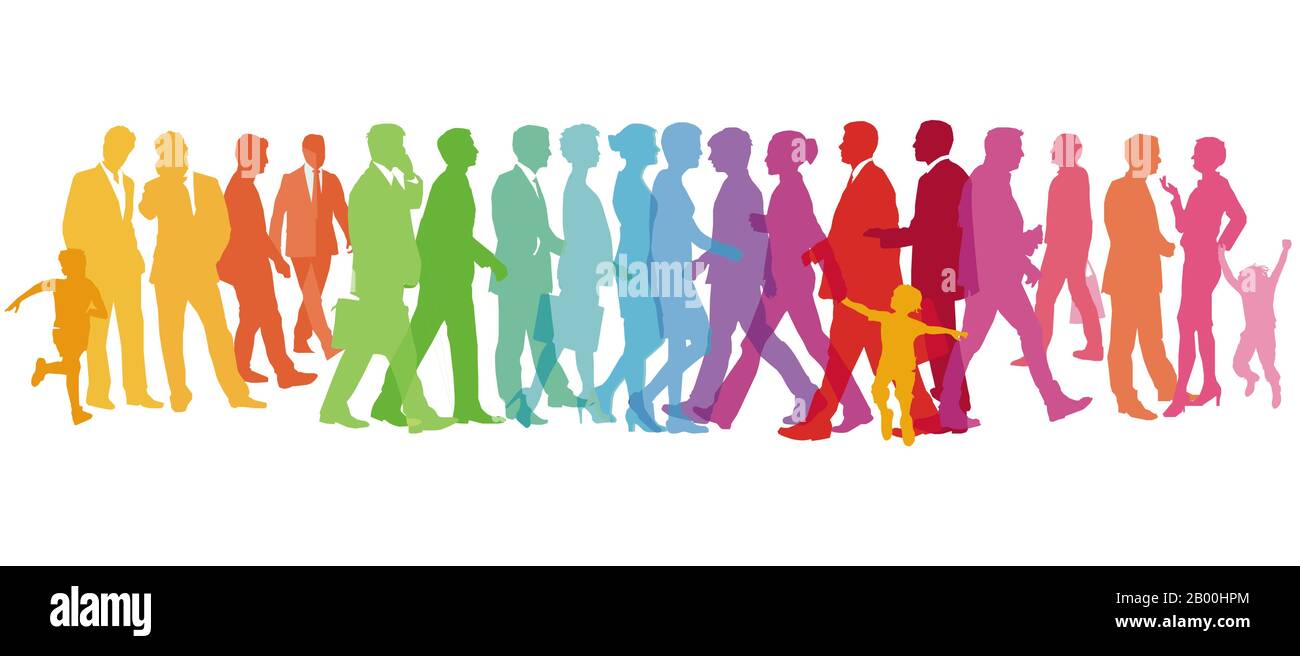 colorful large group of people - vector illustration Stock Vector Image ...