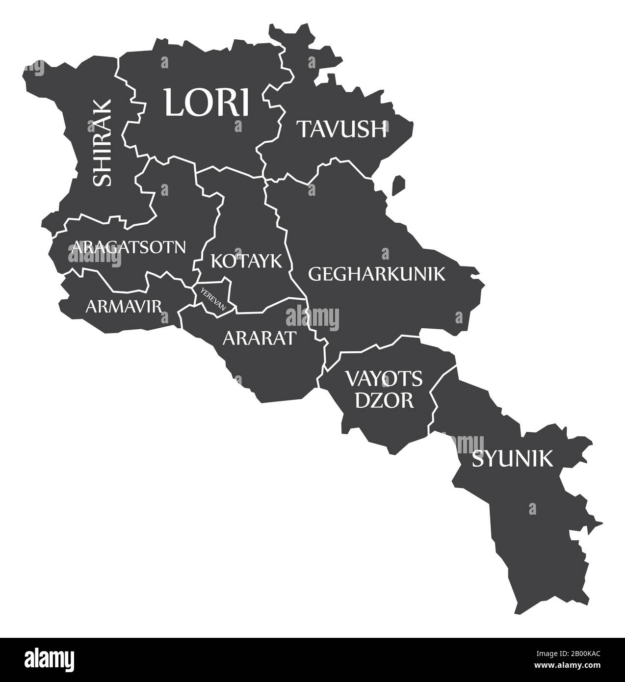 Armenia map with provinces and labels black Stock Vector Image & Art ...