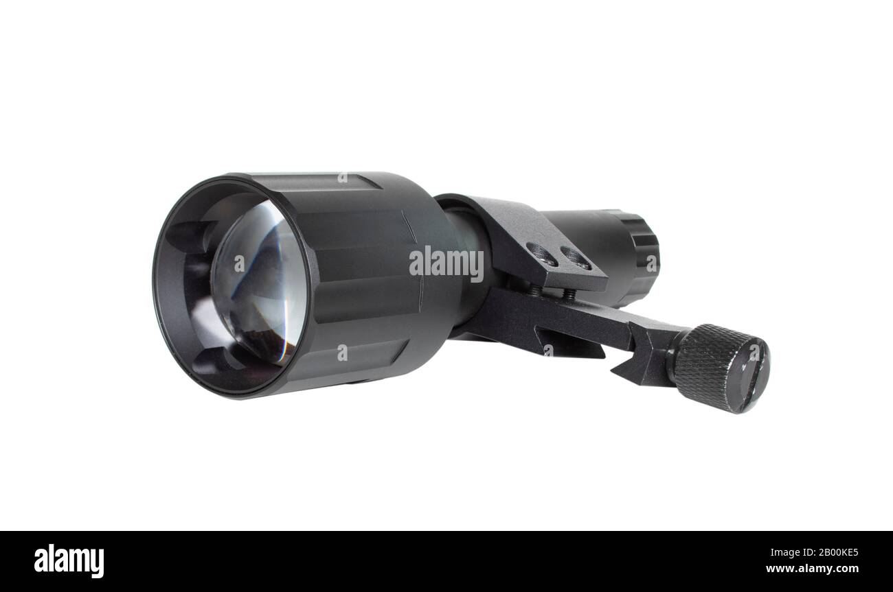 Infrared transmitter used for a night vision sniper scope on white ...