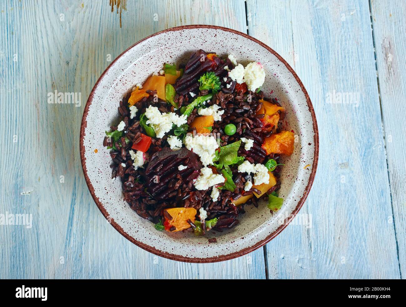 Chinese Black Rice, Beet and Kale Salad close up Stock Photo - Alamy