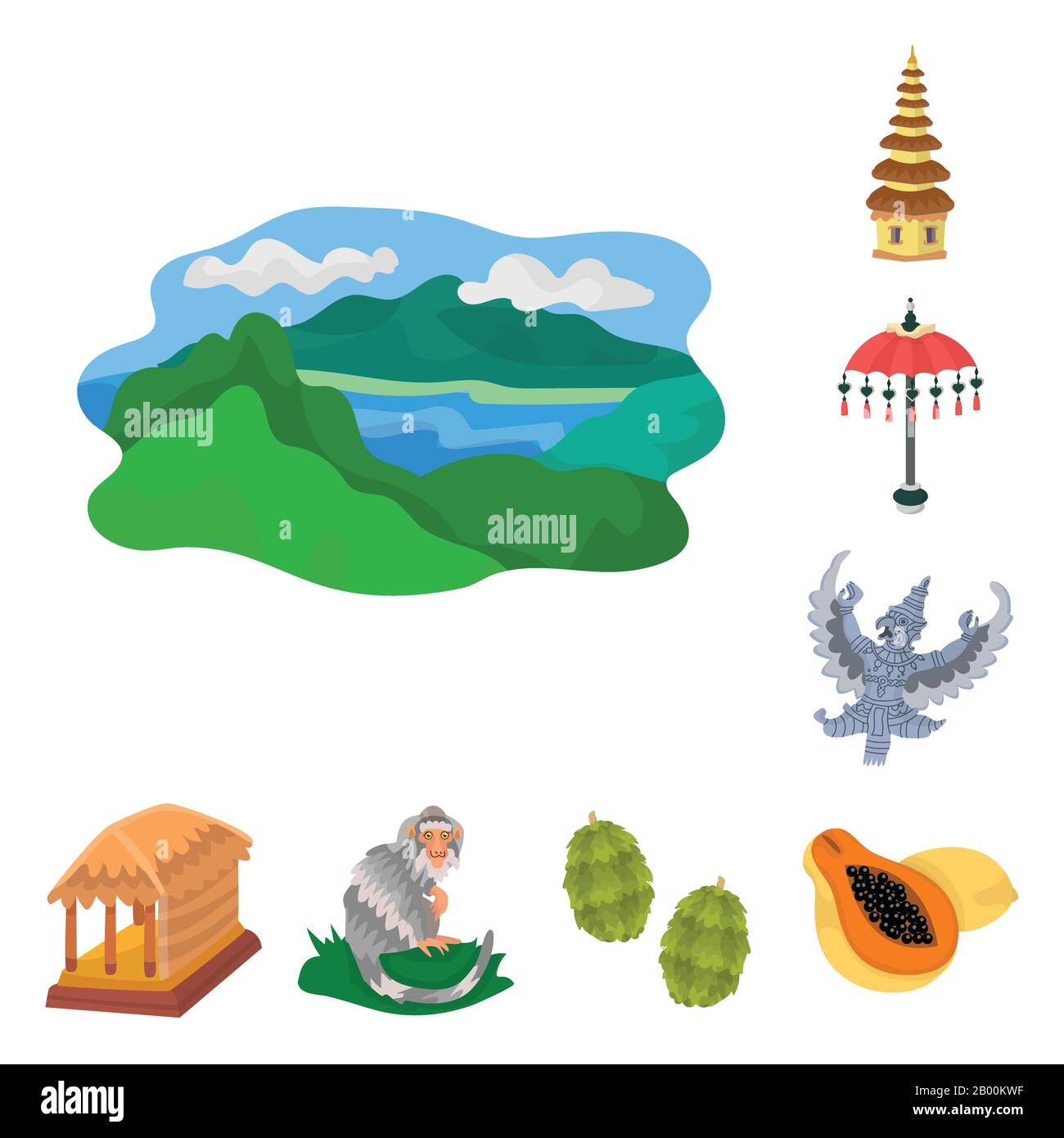 Vector design of bali and indonesia icon. Set of bali and caribbean ...