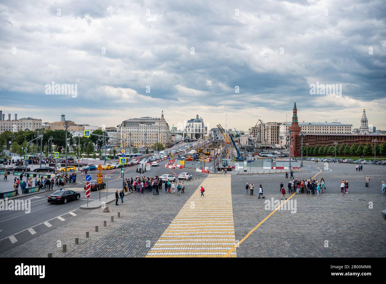 Street corner near to the Red Square and the Kremlin Palace, in Moscow ...