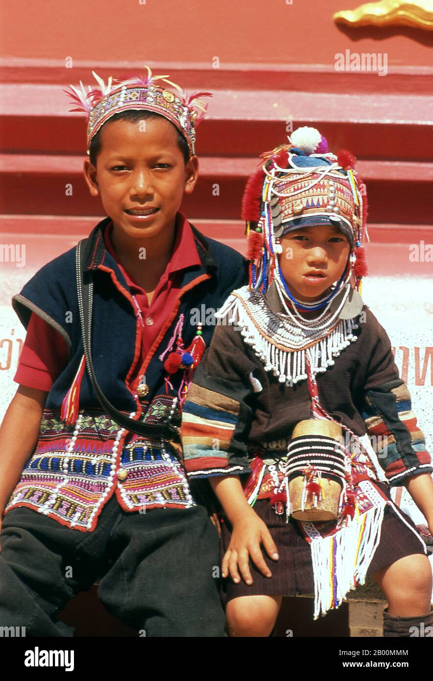 Thailand: Akha children, Chiang Rai Province. The Akha are a hill tribe ...