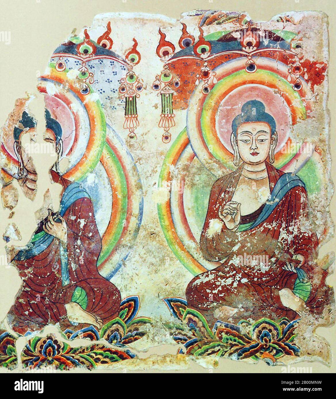 China: Bezeklik Thousand Buddha Caves, Turfan, Xinjiang: Seated Buddhas ...