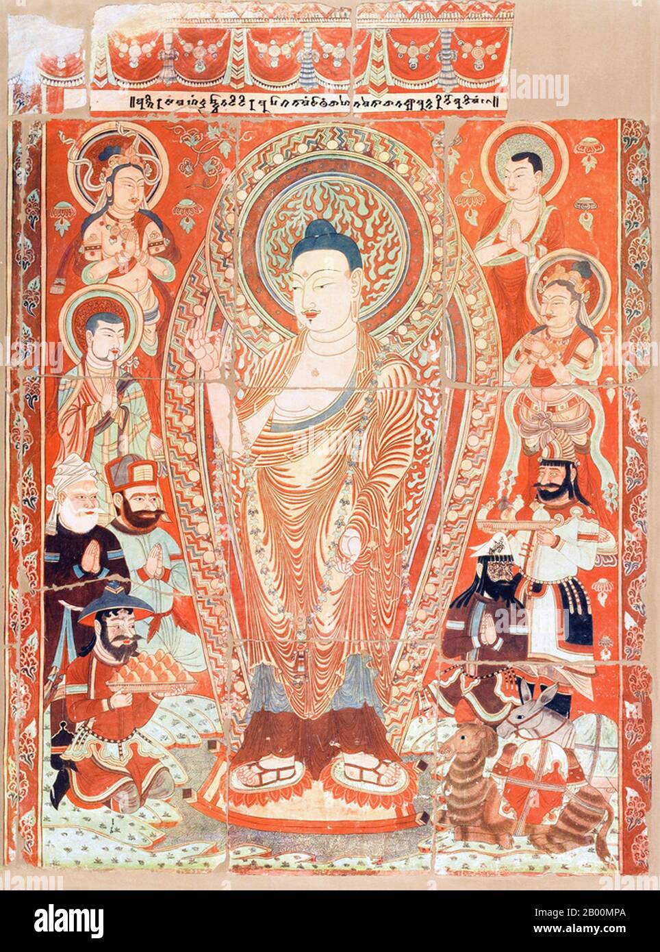 China: Bezeklik Thousand Buddha Caves, Turfan, Xinjiang: Pranidhi scene ...