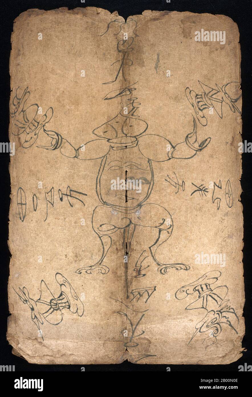 China: 'Frog Octagon for Divination'. Naxi religious texts and cards ...