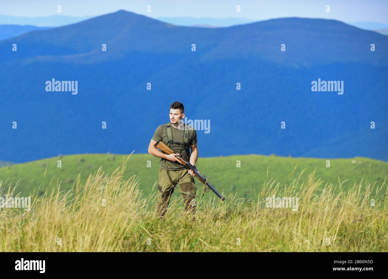 soldier in the field. polygon. army forces. sniper reach target ...