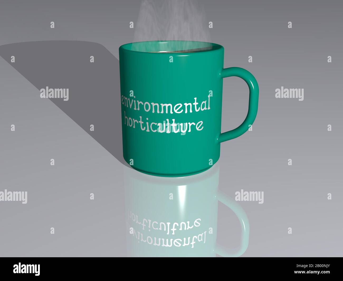 3D perspective of a coffee mug with ENVIRONMENTAL HORTICULTURE written ...