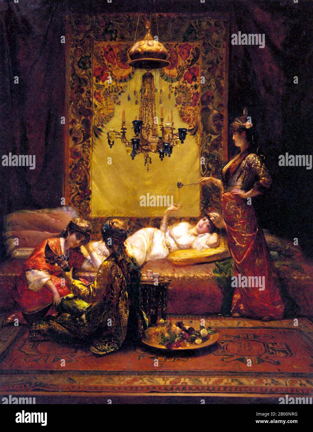 France: 'In the Harem'. Oil on canvas painting by Edouard Frederic ...