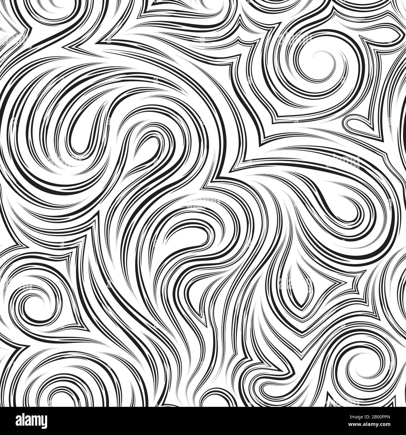 Seamless vector monochrome texture of smooth cut lines. Twisted pattern ...