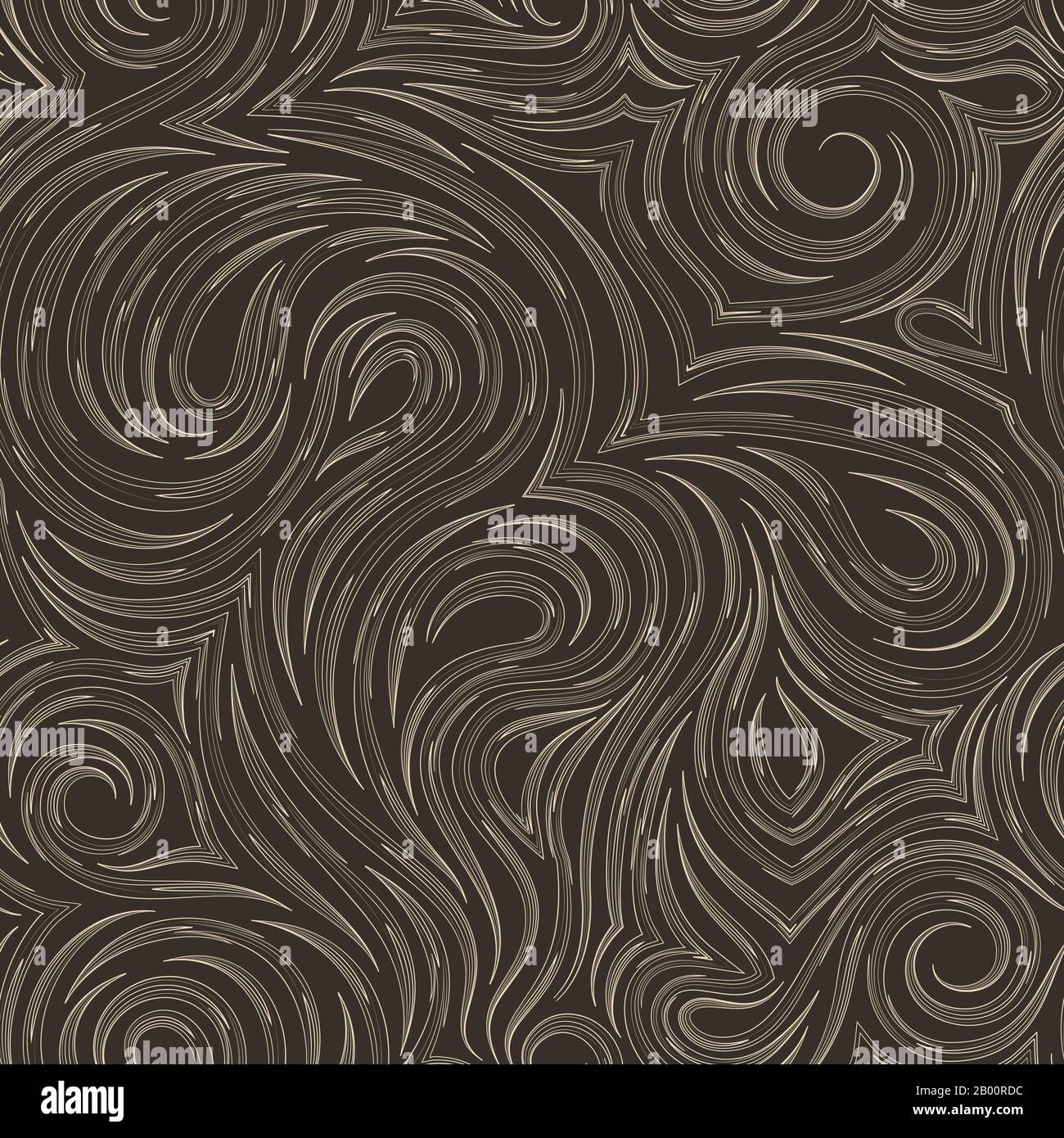 Seamless vector brown texture from smooth cut lines. Twisted pattern ...