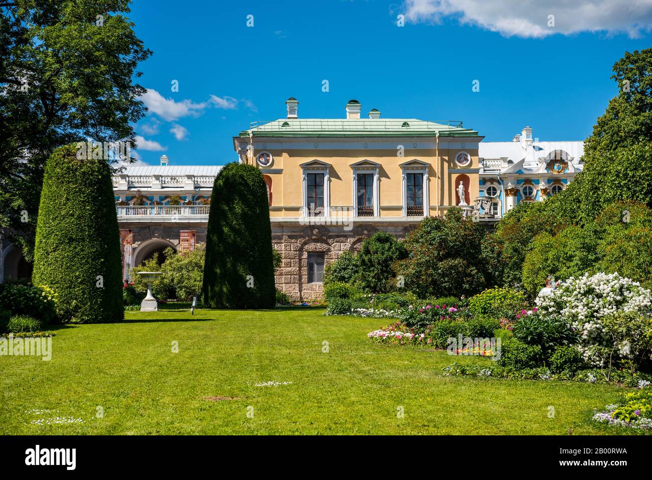 Historic buildings inside of the Catherine Palace , a Rococo palace ...