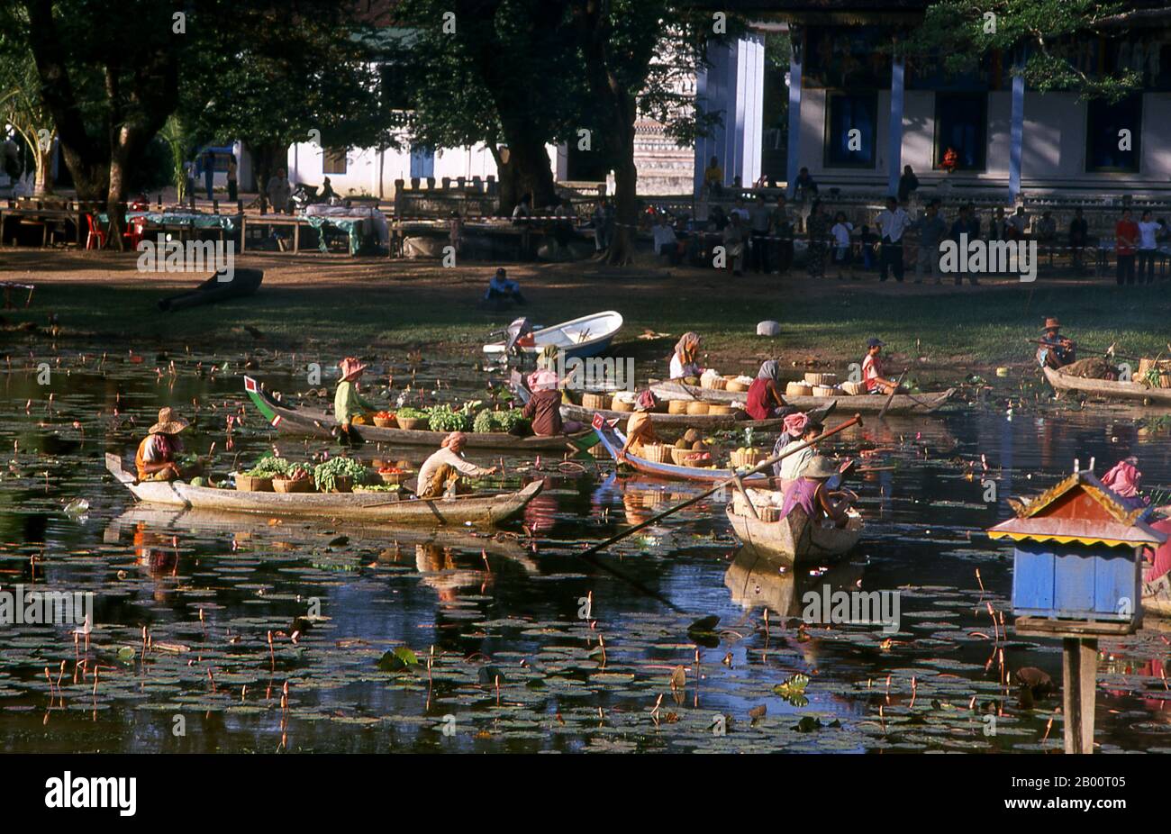 Cambodia: Floating market near Angkor Wat. Angkor Wat was built for ...