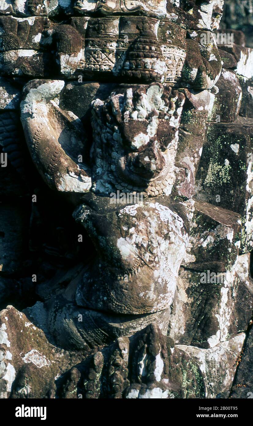 Cambodia: A garuda corner antefix on the Bayon, Angkor Thom The Bayon ...