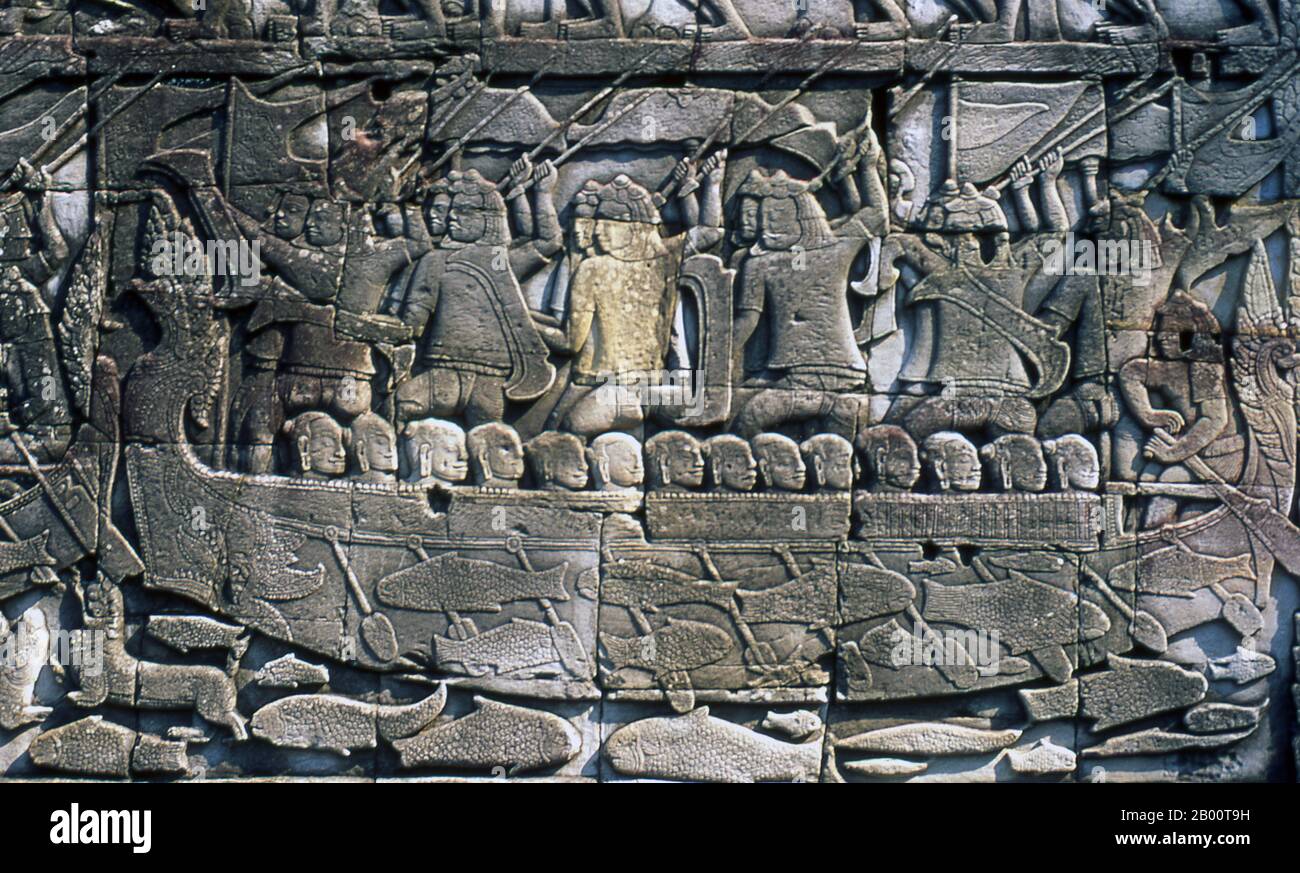 Angkor wat relief ship hi-res stock photography and images - Alamy