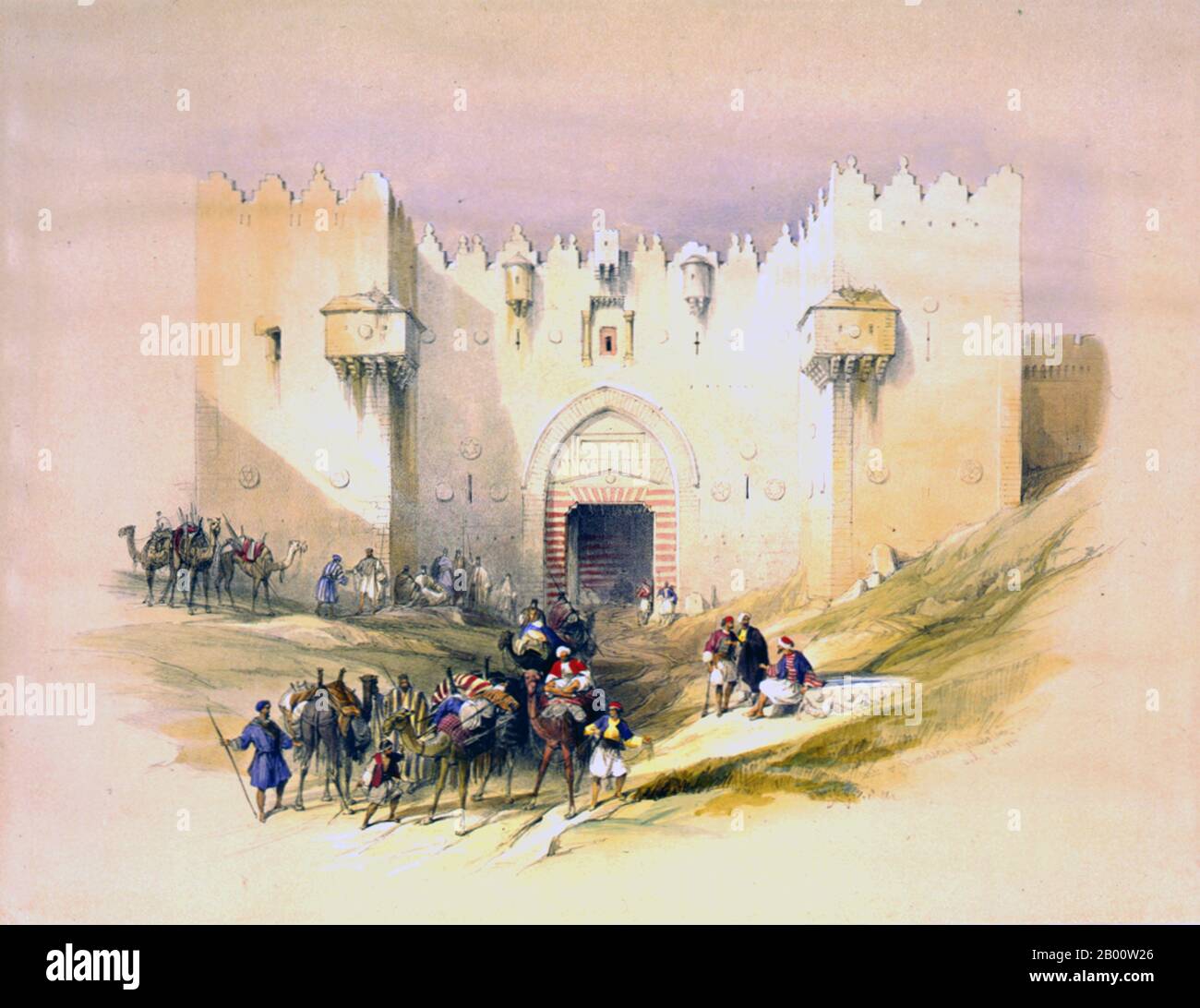Palestine/Israel: 'The Damascus Gate, Jerusalem'. Colour lithograph by ...