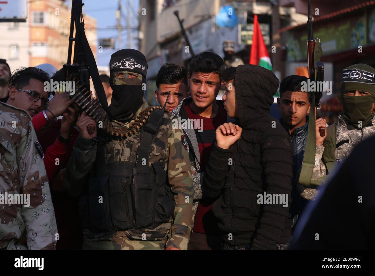 Khan Younis, The Gaza Strip, Palestine. 17th Feb, 2020. Masked ...