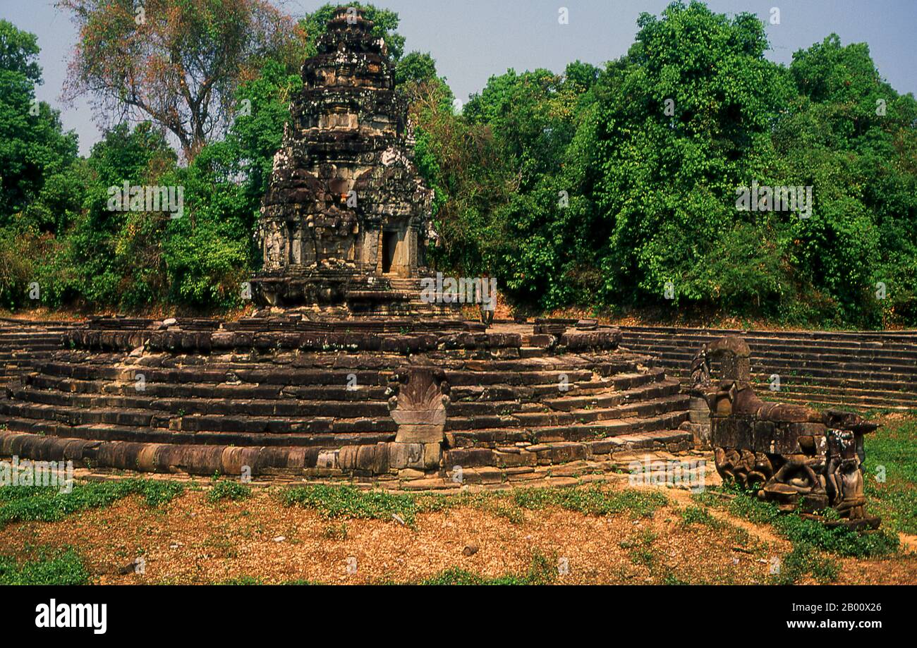 Cambodia: Neak Pean during the dry season, the central island faced by ...