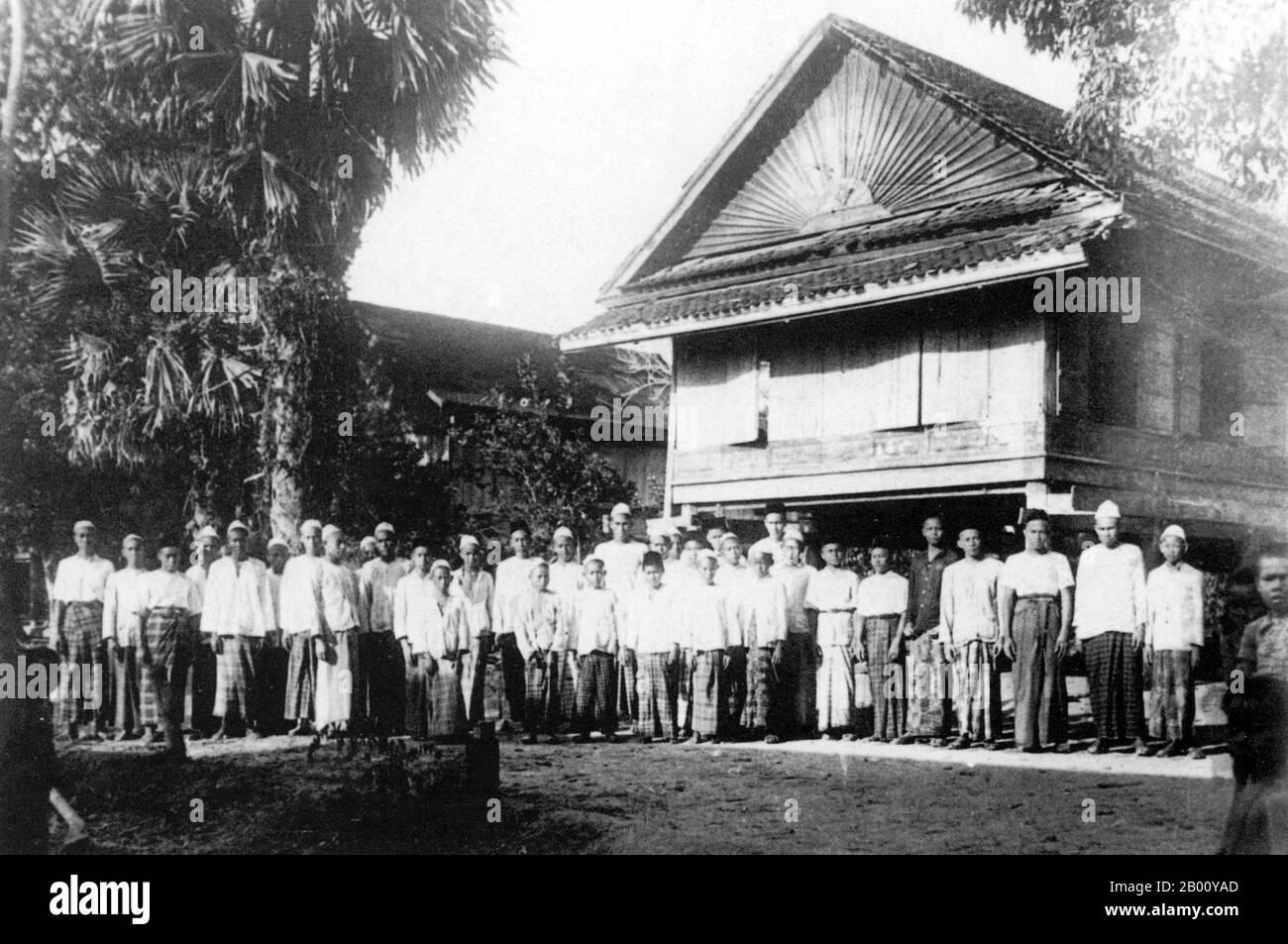 Cambodia: Muslim students and teachers pose for a photograph in 1918 ...