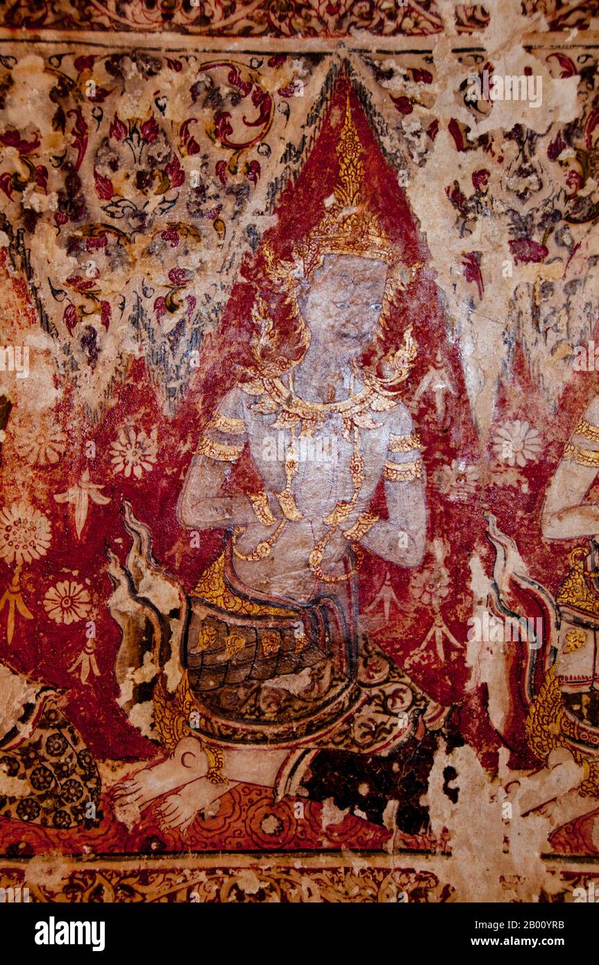 Thailand: Mural in the main viharn, Wat Yai Suwannaram, Phetchaburi ...