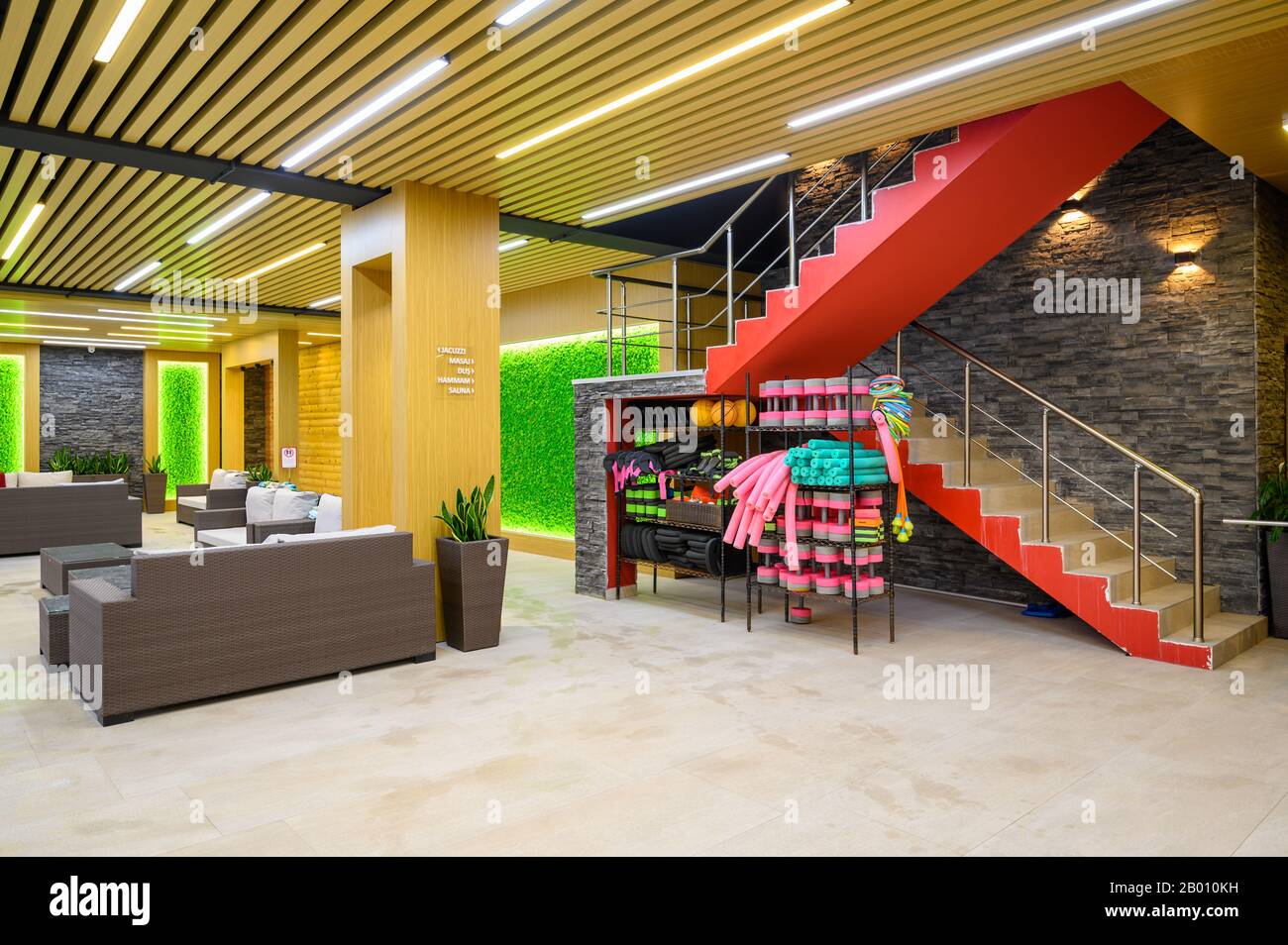 beautiful interior of rest area with chairs and sofa Stock Photo - Alamy