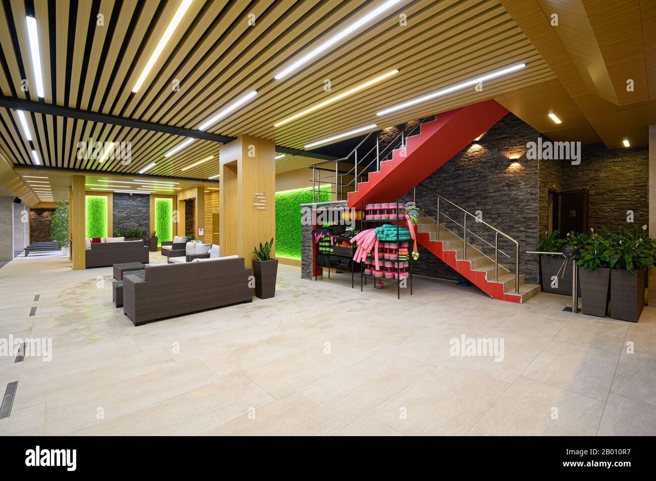 beautiful interior of rest area with chairs and sofa Stock Photo - Alamy