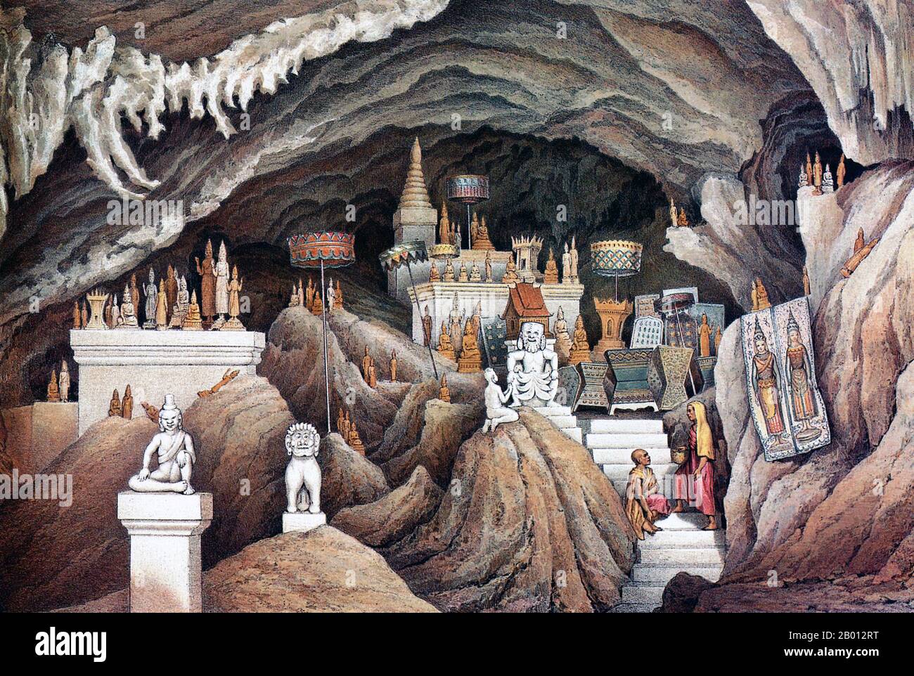 Laos: The Pak Ou Cave in Upper Laos. Engraving by Louis Delaporte (1842 ...