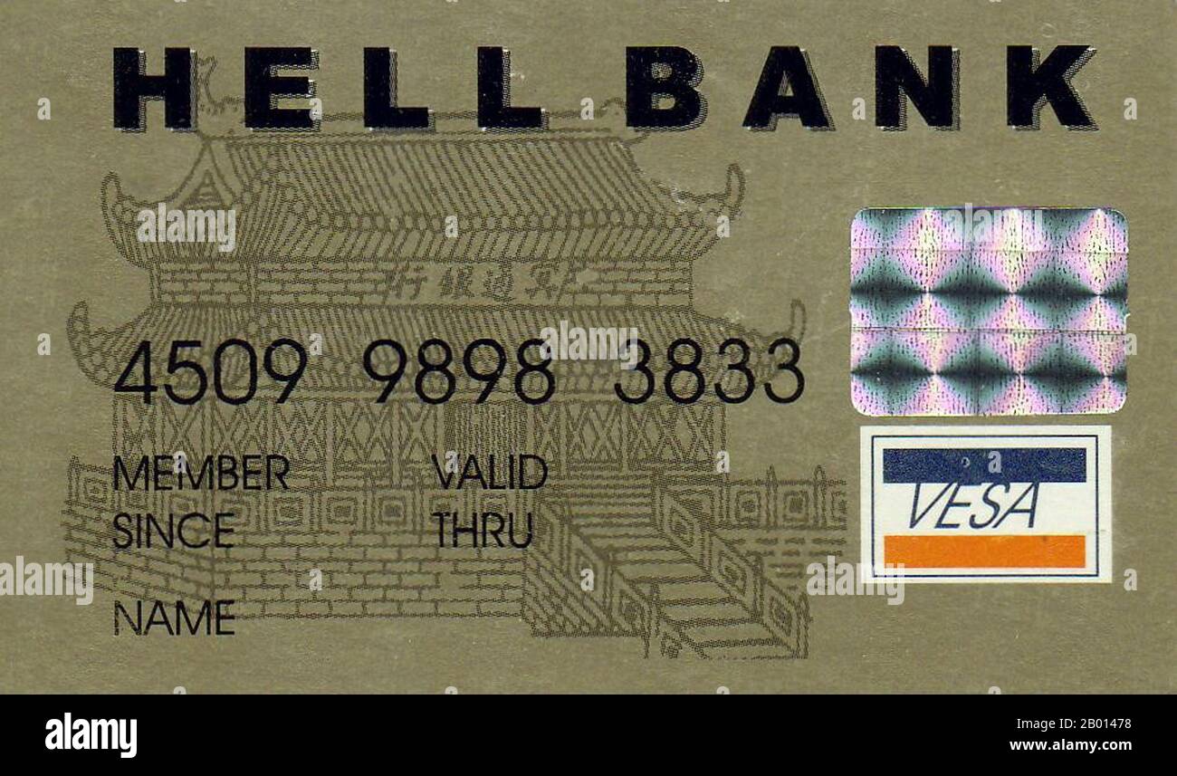 China: 'Hell Currency' - a Hell credit card bearing an image of the ...