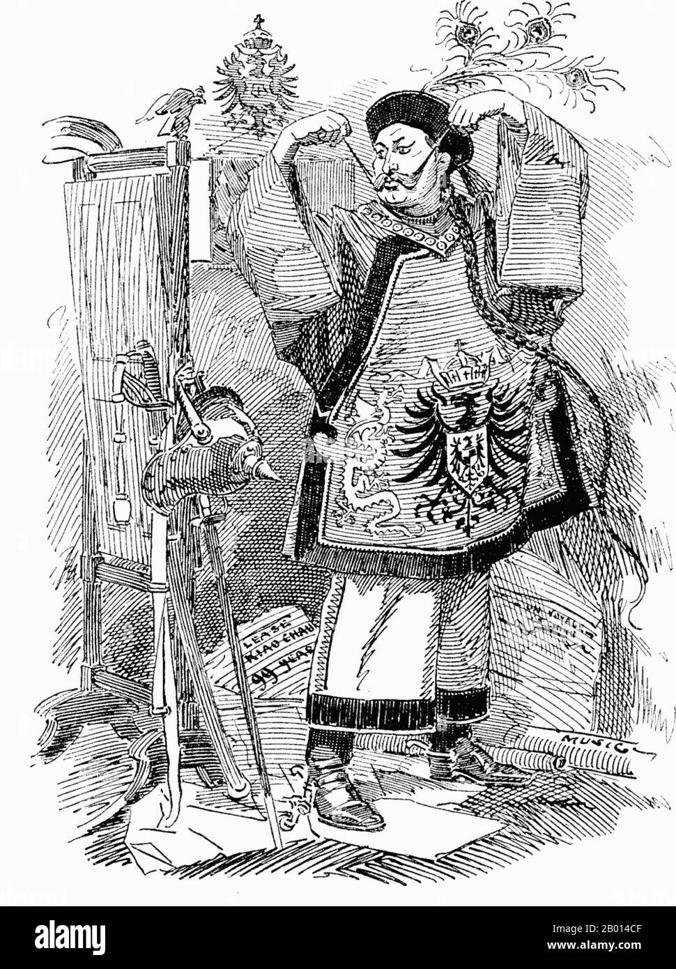 China: Satirical cartoon in Punch portrays Germany's Kaiser Wilhelm (r ...