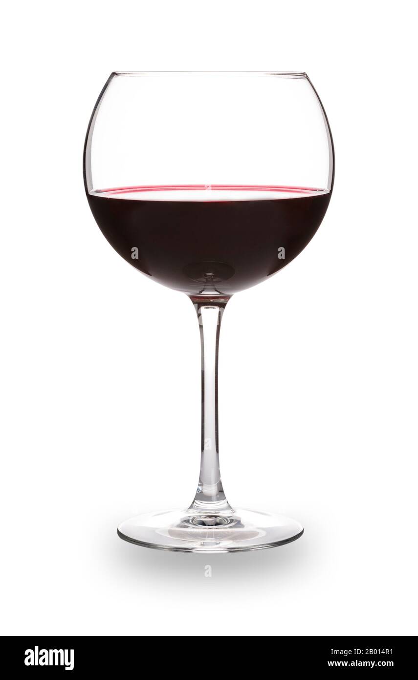 A traditional and elegant bowl shaped glass of red wine, isolated on ...