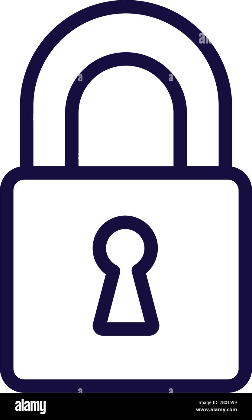 Padlock line style icon design of Security lock access door house safe ...