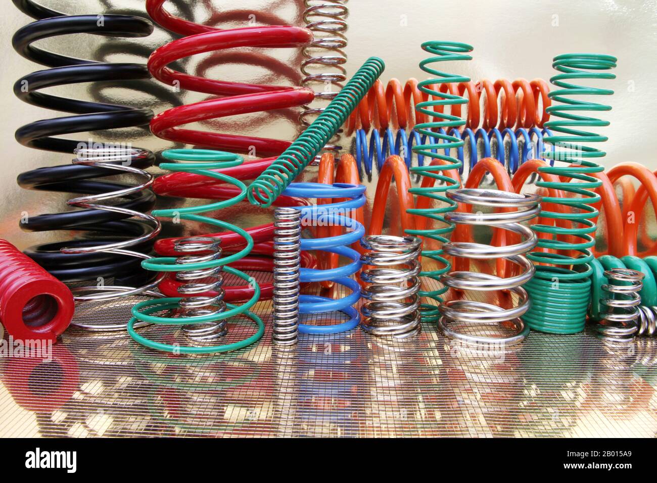 new metal springs texture background Stock Photo - Alamy