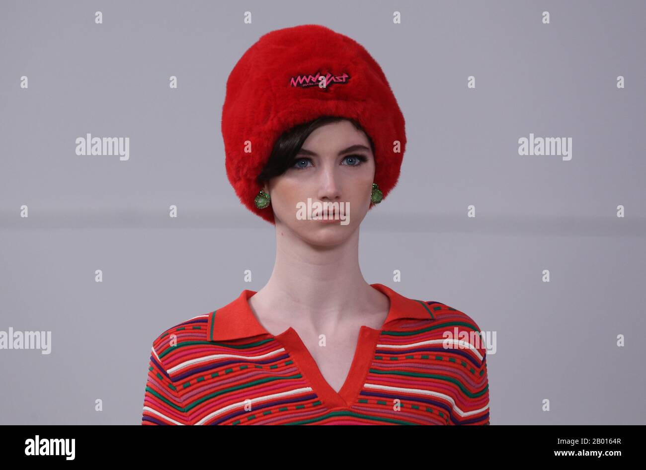 Models on the catwalk for the Mark Fast show at London Fashion Week ...