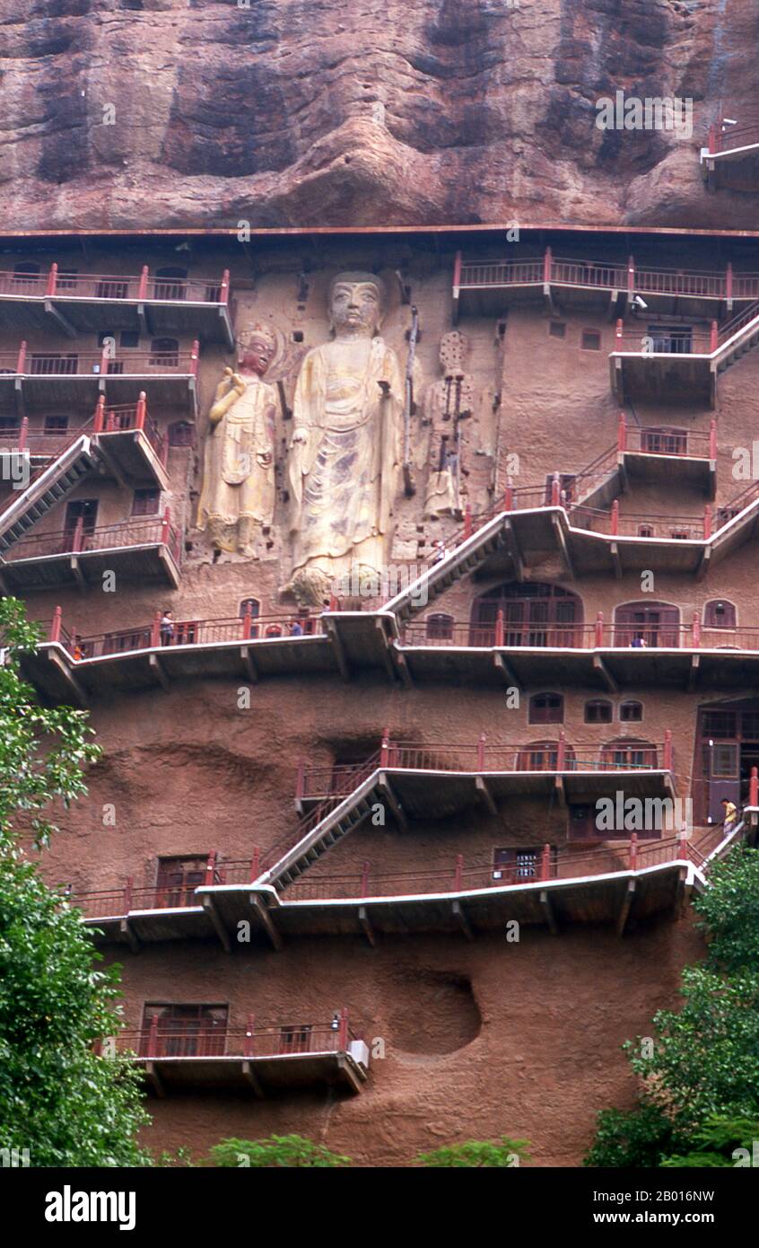 China: The Amitabha Buddha attended by Avalokitesvara, Maiji Shan ...