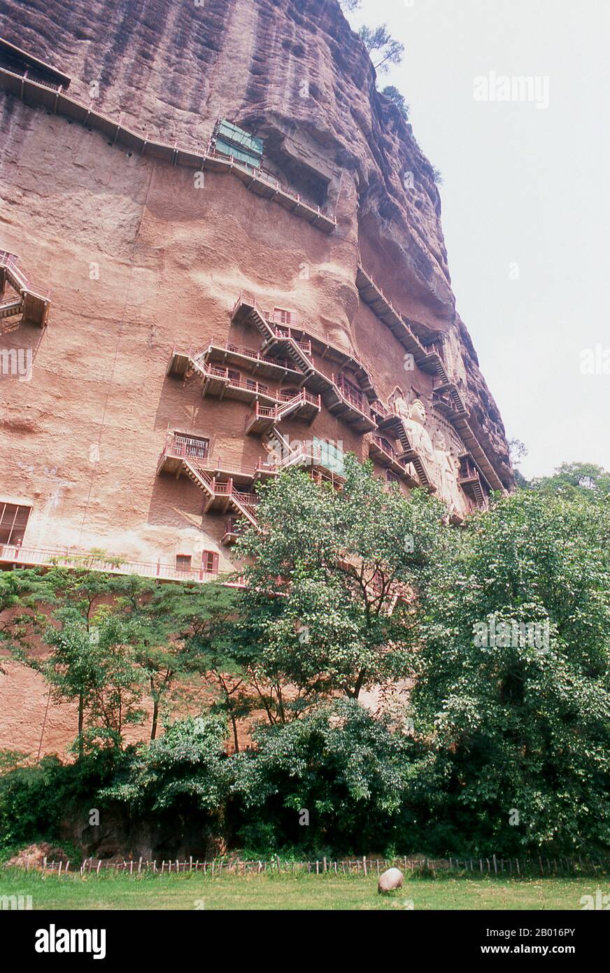 China: Staircases crisscross the Maiji Shan Grottoes, Tianshui, Gansu ...