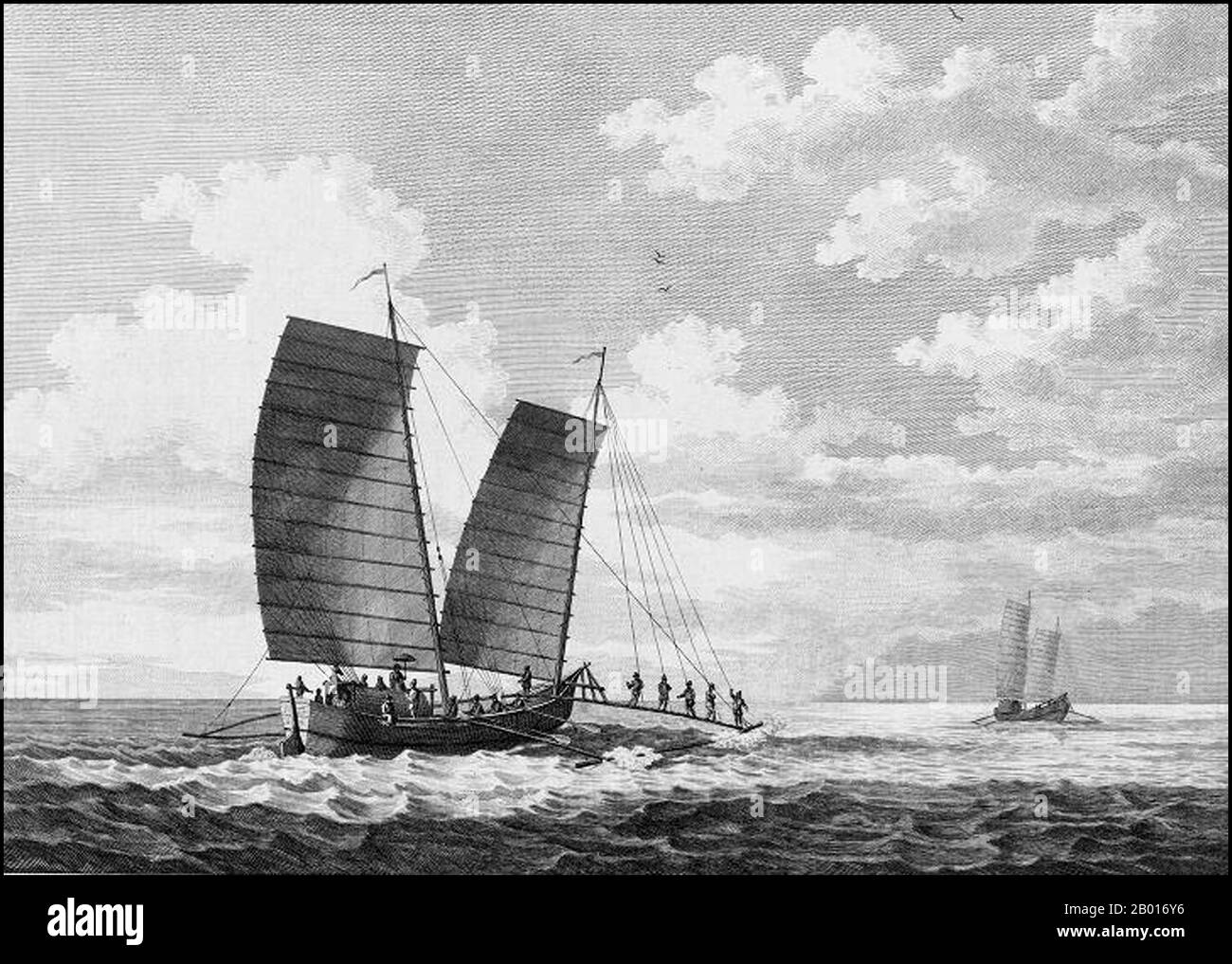 Philippines: A Filipino outrigger off Manila. Engraving from 'Atlas du ...