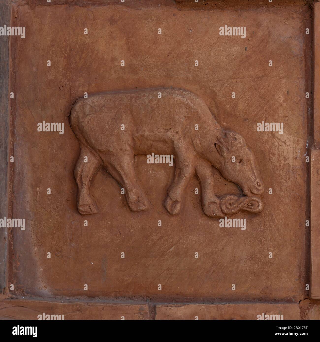 Damghan, Iran - May 25, 2019: Sasanian art of a cow in the Tasnim Home ...