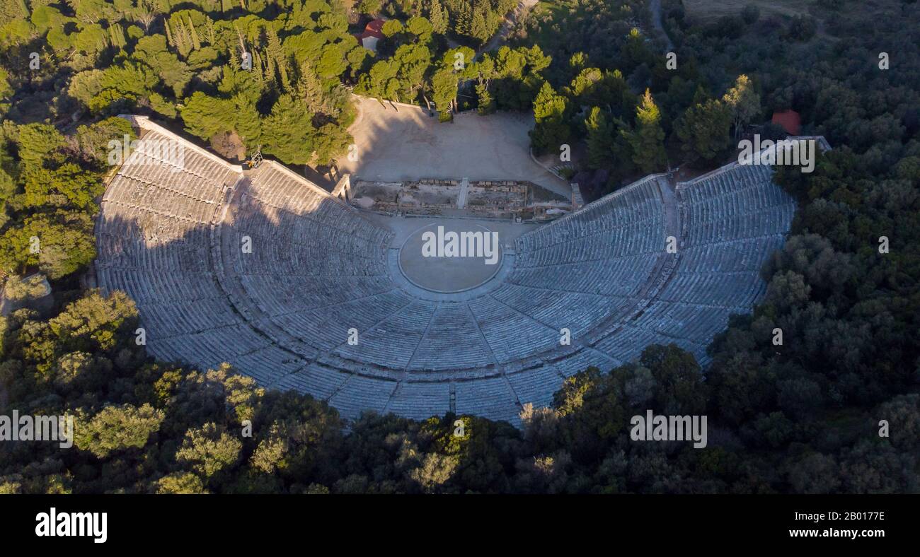 Ancient theatre of Epidavros at Greece Stock Photo - Alamy