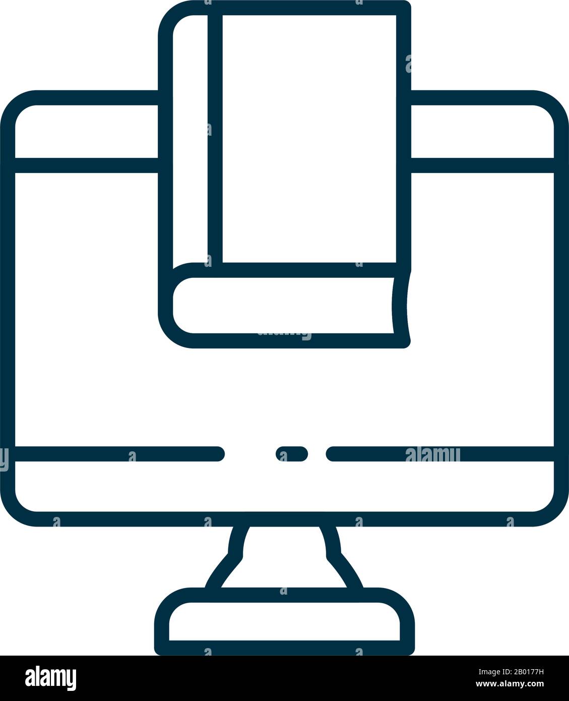 book and computer line style icon design, Education literature read ...