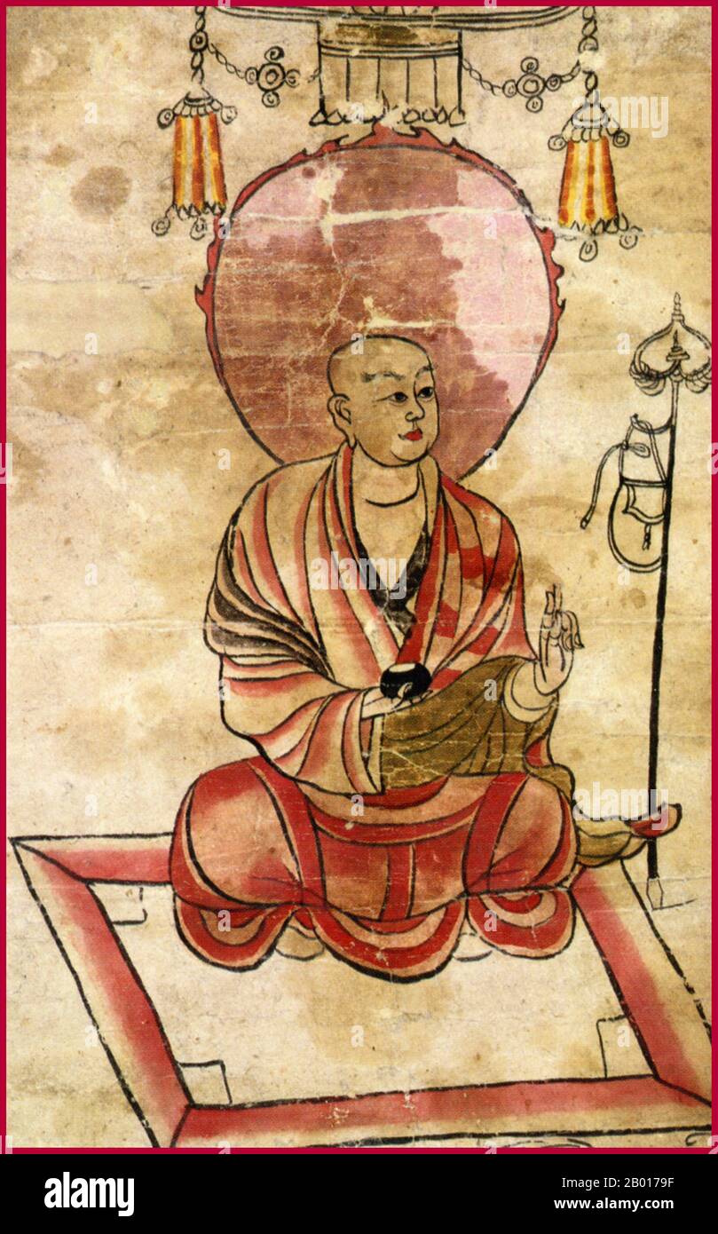 China: The Buddhist arhat Kalika represented as an itinerant monk ...