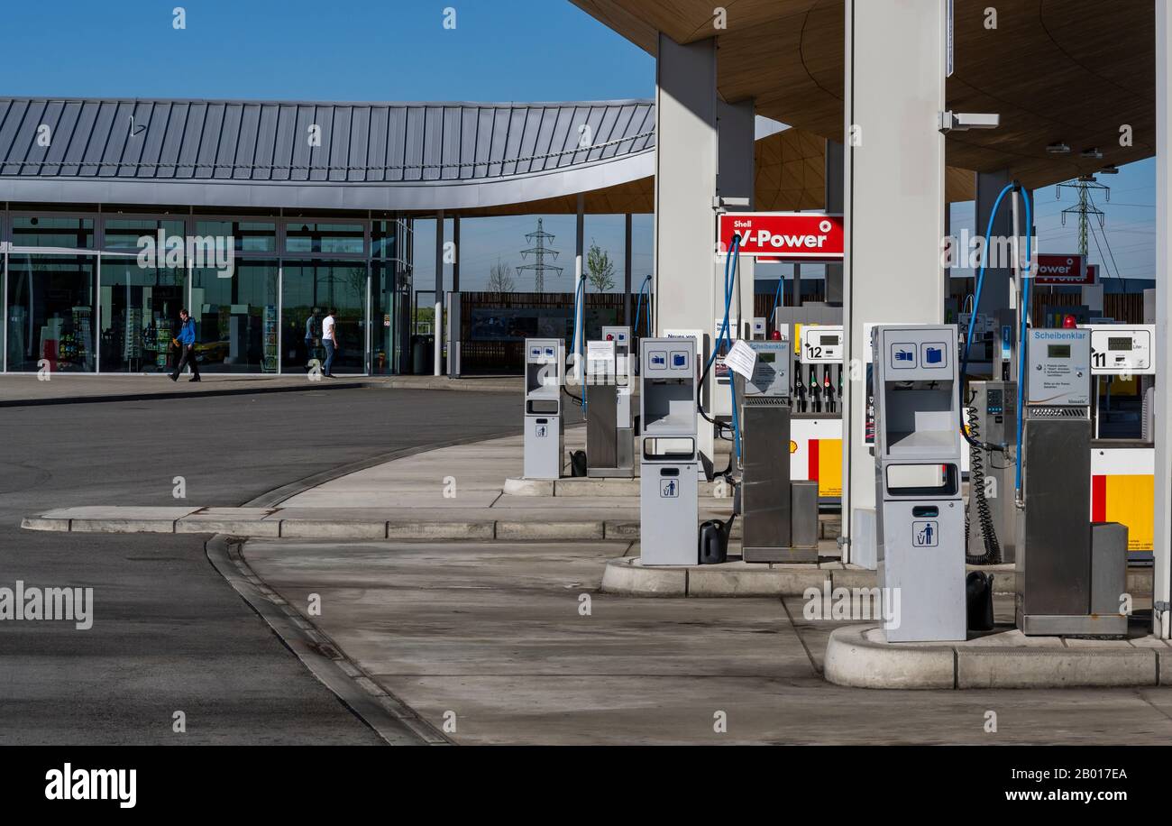 Bavaria, Germany - April 21, 2019: Modern architecturally Shell petrol ...