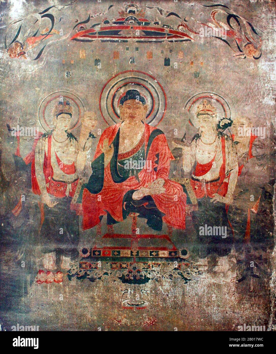 Japan: Lost Horyuji Temple fresco from a pre-1949 photograph: No.1 wall ...