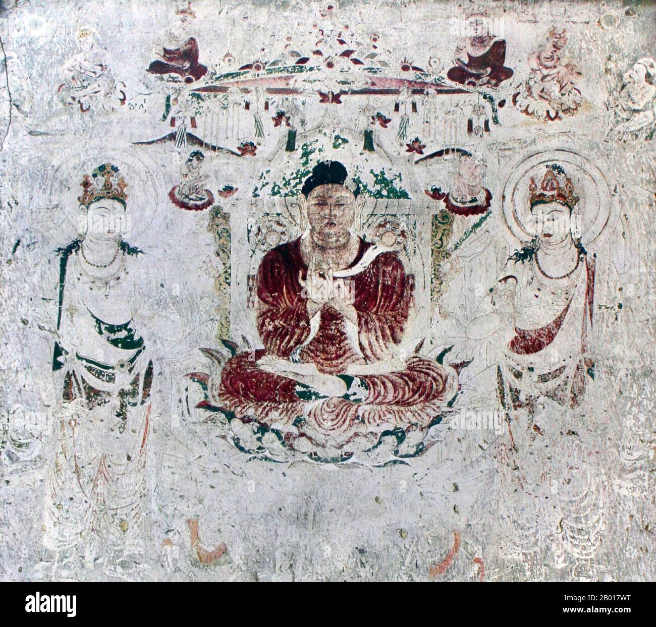 Japan: Lost Horyuji Temple fresco from a pre-1949 photograph: No.6 wall ...