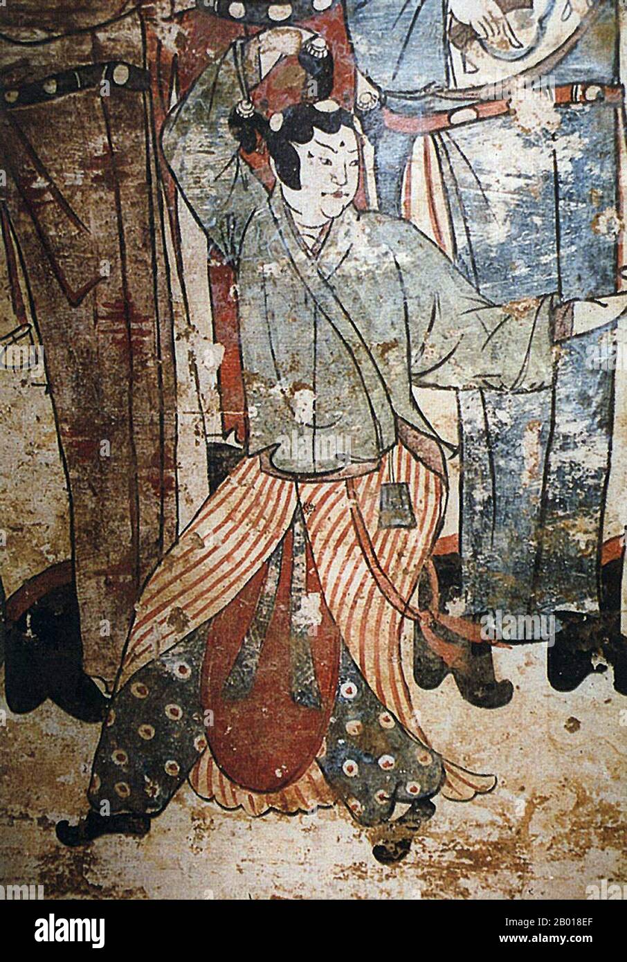 China: A woman dancing. Detail of a mural in Zhang Family tomb M6 ...