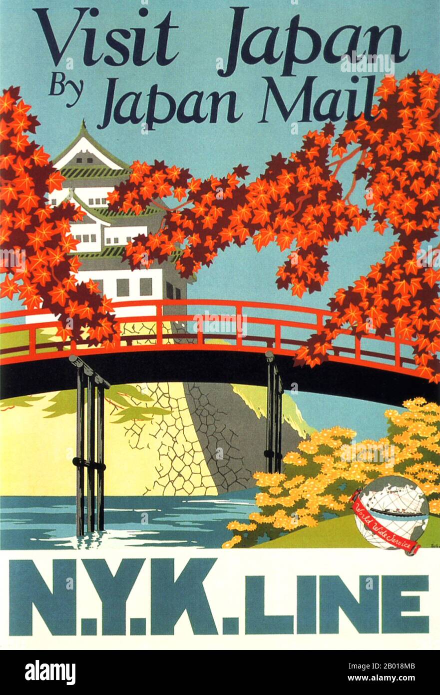 Japan: Poster advertisement for the NYK Line steamship company, 1916 ...