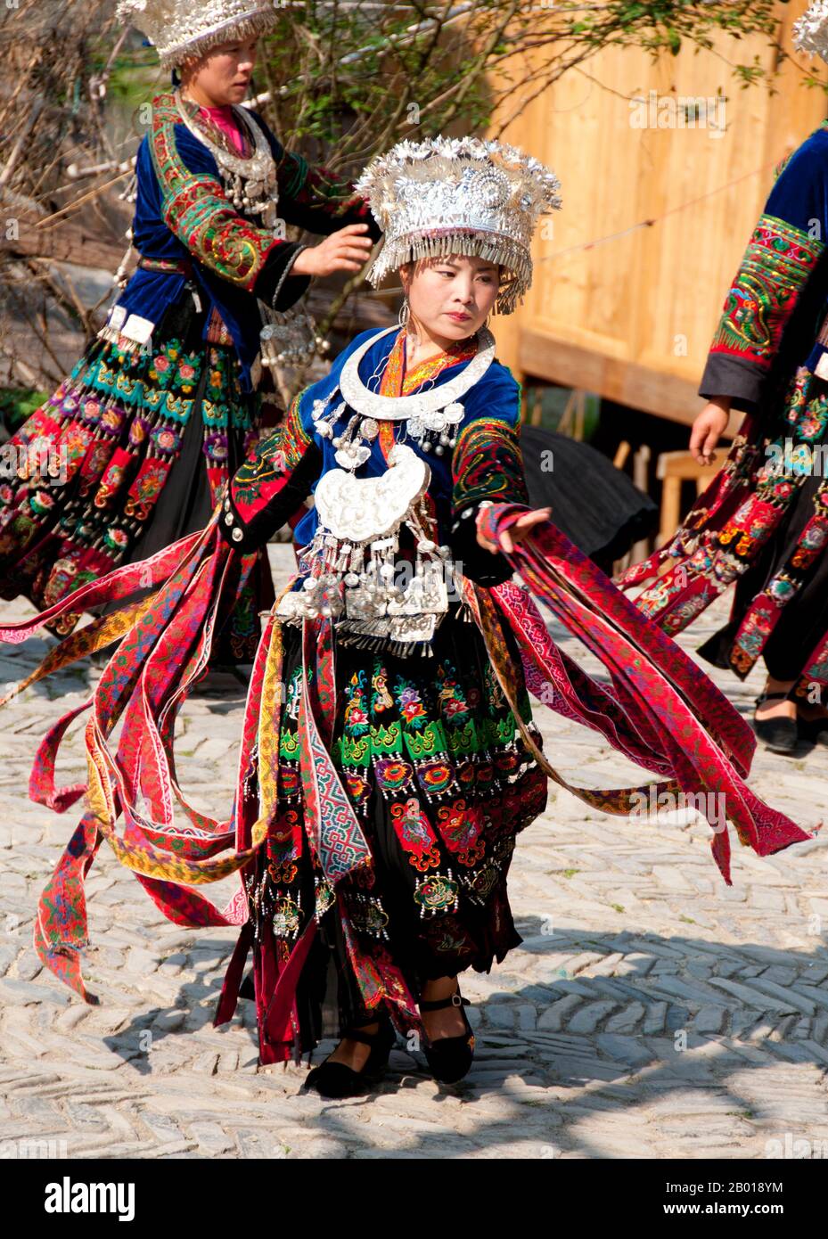 China: Miao women dancing in the village of Langde Shang, southeast of ...