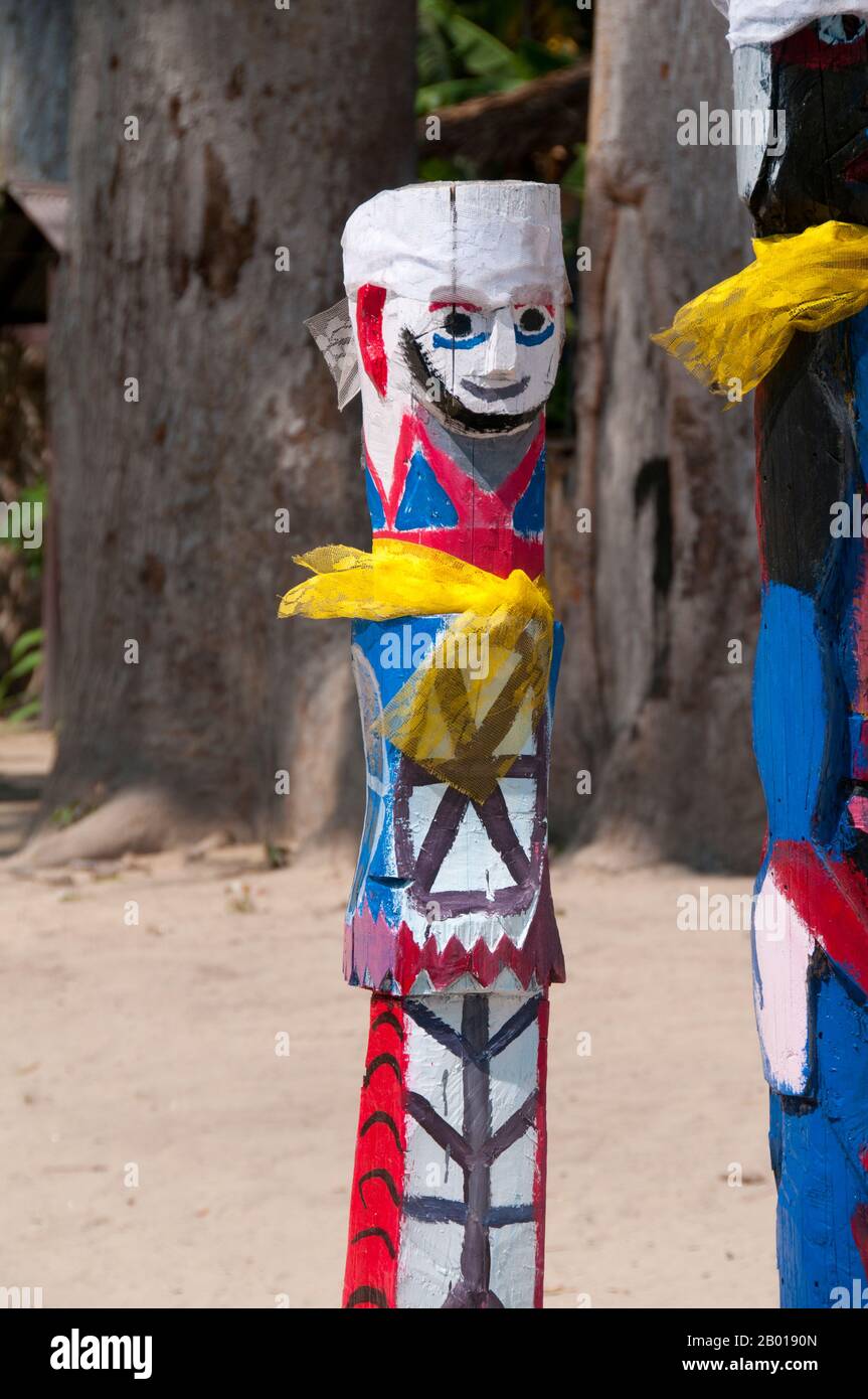 Thailand: Moken (Sea Gypsy) totems, Moken village, Ko Surin Tai, Surin ...